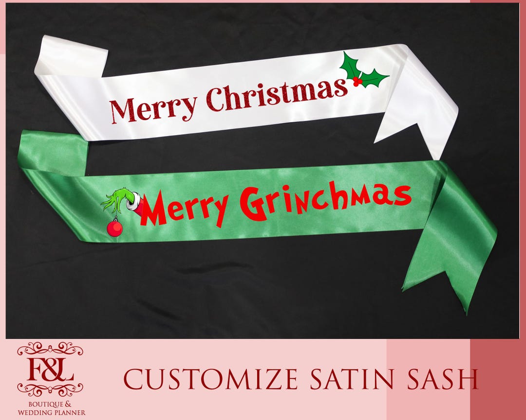 Merry Christmas Sash - Custom Holiday Sash - Christmas Décor - Birthday ...