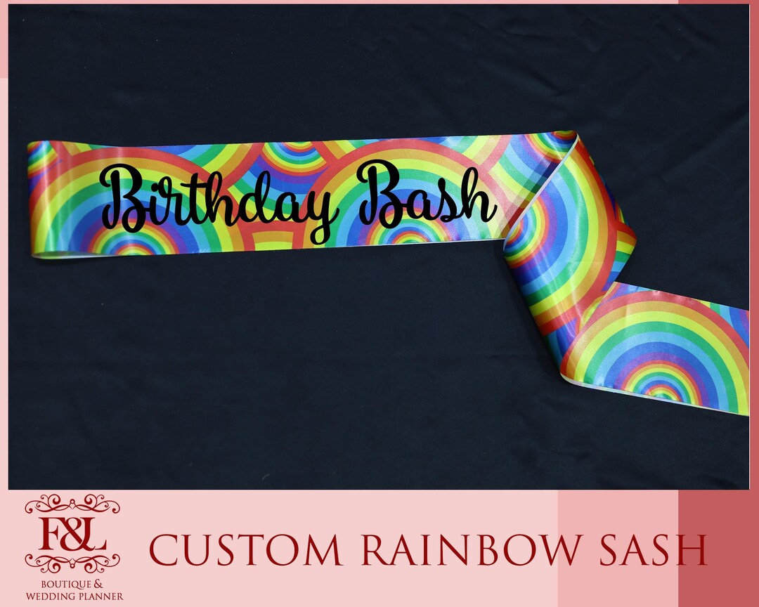 Rainbow Pride Sash - Rainbow LGBTQ+ Sash - Personalized Wedding Sash ...