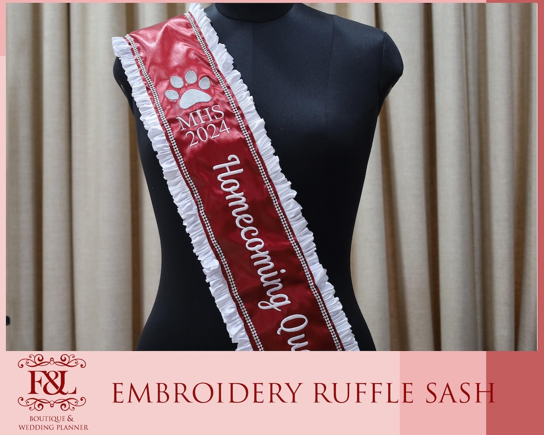 Bridal Ruffle Lace Sash | Embroidery Ruffle Lace Sash | Pageant Sash ...