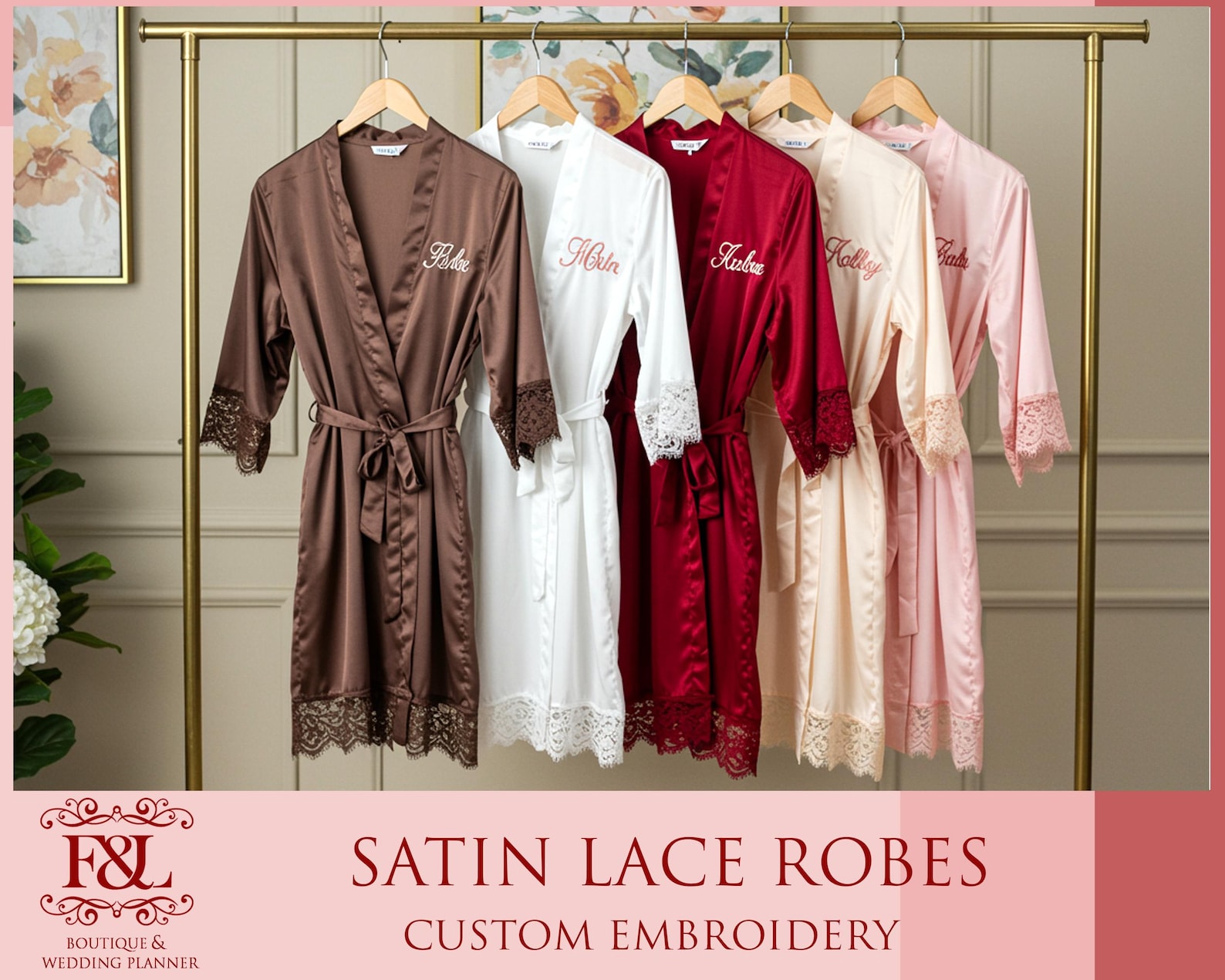Personalized Bridal Lace Robes Custom Embroidery Robes Bridal Party ...