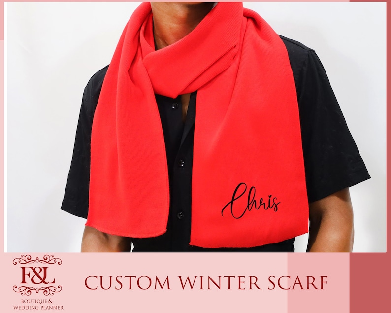 Personalized Unisex Scarf - Solid Knit Wool Scarf - Warm Winter Scarf ...