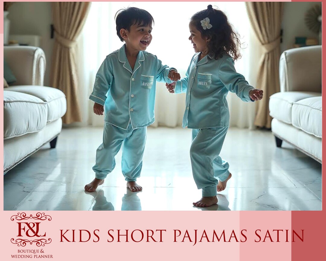 Customized Kids Long Pajamas Set Birthday Party Pjs Flower Girl Long ...