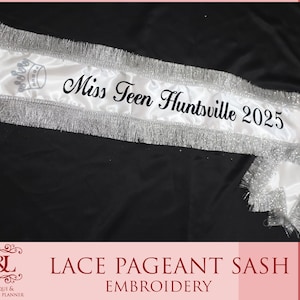 Personalized Pageant Lace Sash Bridesmaid Sash Custom Text Sash Sash ...