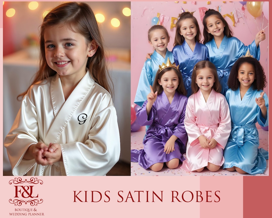 Flower Girl Robe | Kids Kimono Robe | Personalized Satin Robe ...