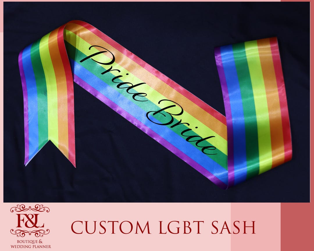 Personalized Rainbow LGBTQ+ Sash - Rainbow Pride Sash - Wedding Sash ...