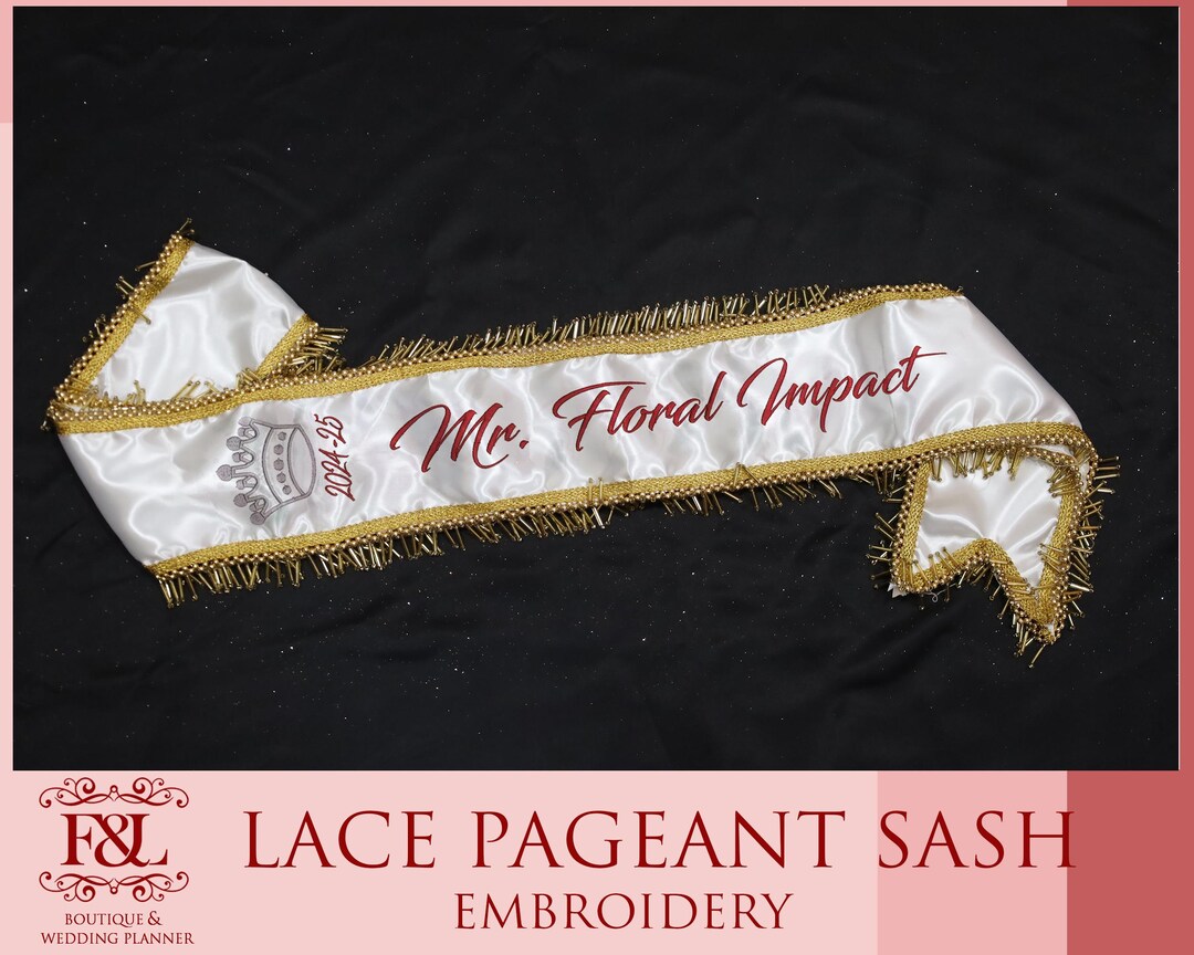 Custom Embroidered Lace Sash Bridesmaid Sash Custom Text Sash Sash ...