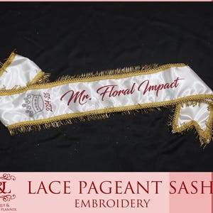Custom Pageant Sash Embroidered Lace Sash Bridesmaid Sash Custom Text ...