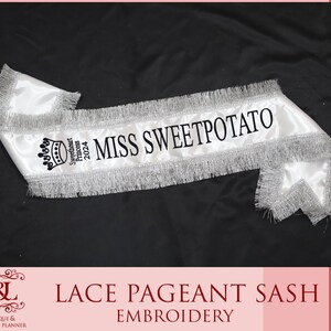 Personalized Pageant Lace Sash Bridesmaid Sash Custom Text Sash Sash ...