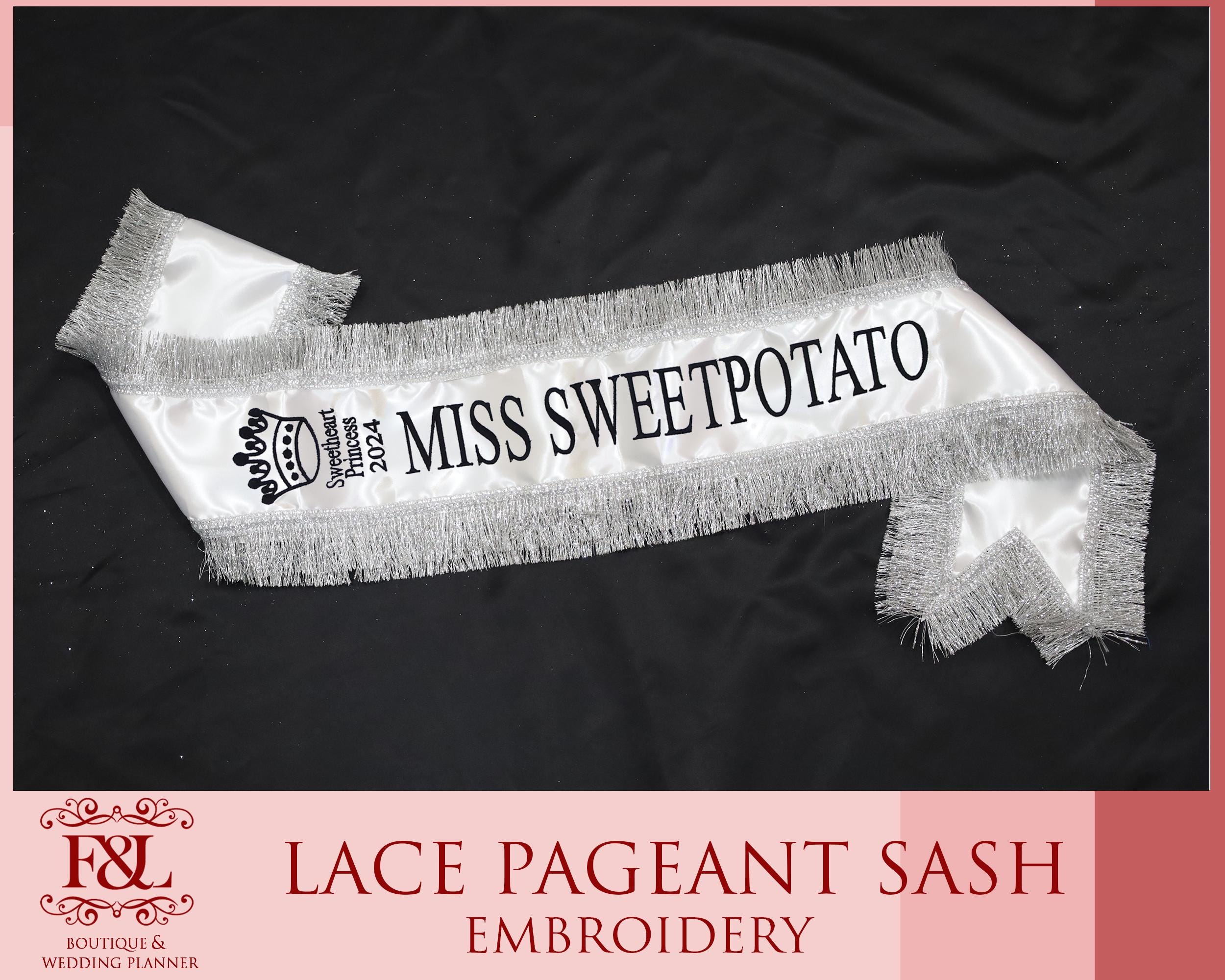 Personalized Pageant Lace Sash Bridesmaid Sash Custom Text Sash Sash ...