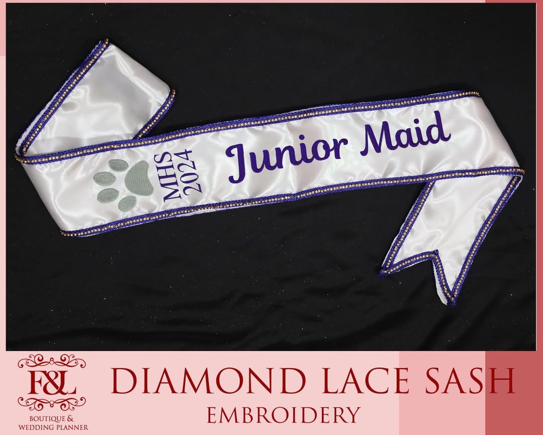 Bridesmaid Sash Custom Text Sash Sash Custom Diamond Lace Sash ...