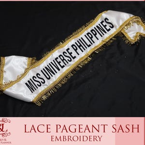 Custom Pageant Sash Embroidered Lace Sash Bridesmaid Sash Custom Text ...