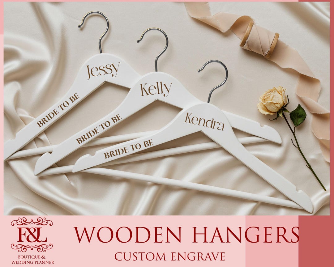 Custom Hangers Bride and Bridesmaid Hanger With Name & Date ...
