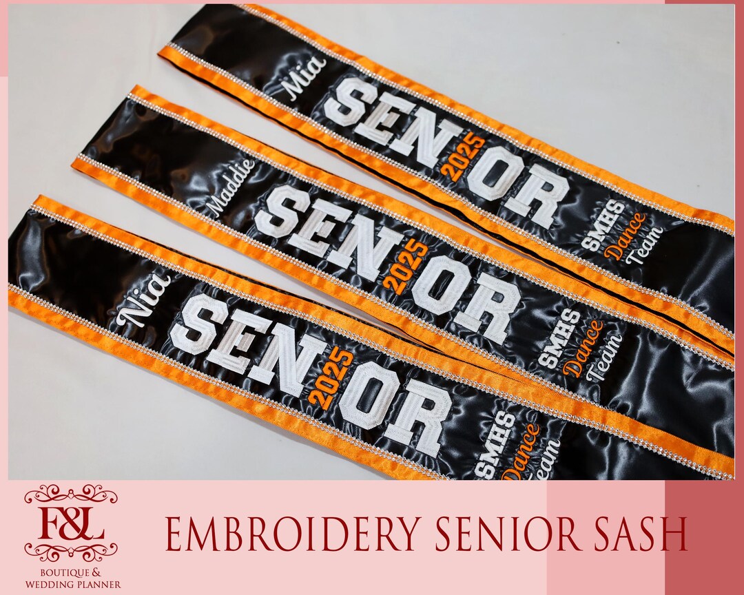 Custom Senior Embroidery Sash Embroidery Lace Sash Bridal Lace Sash ...