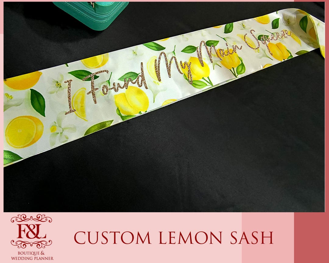 Lemon Theme Sash - Personalized Lemon Print Sash - Baby Shower Sash ...