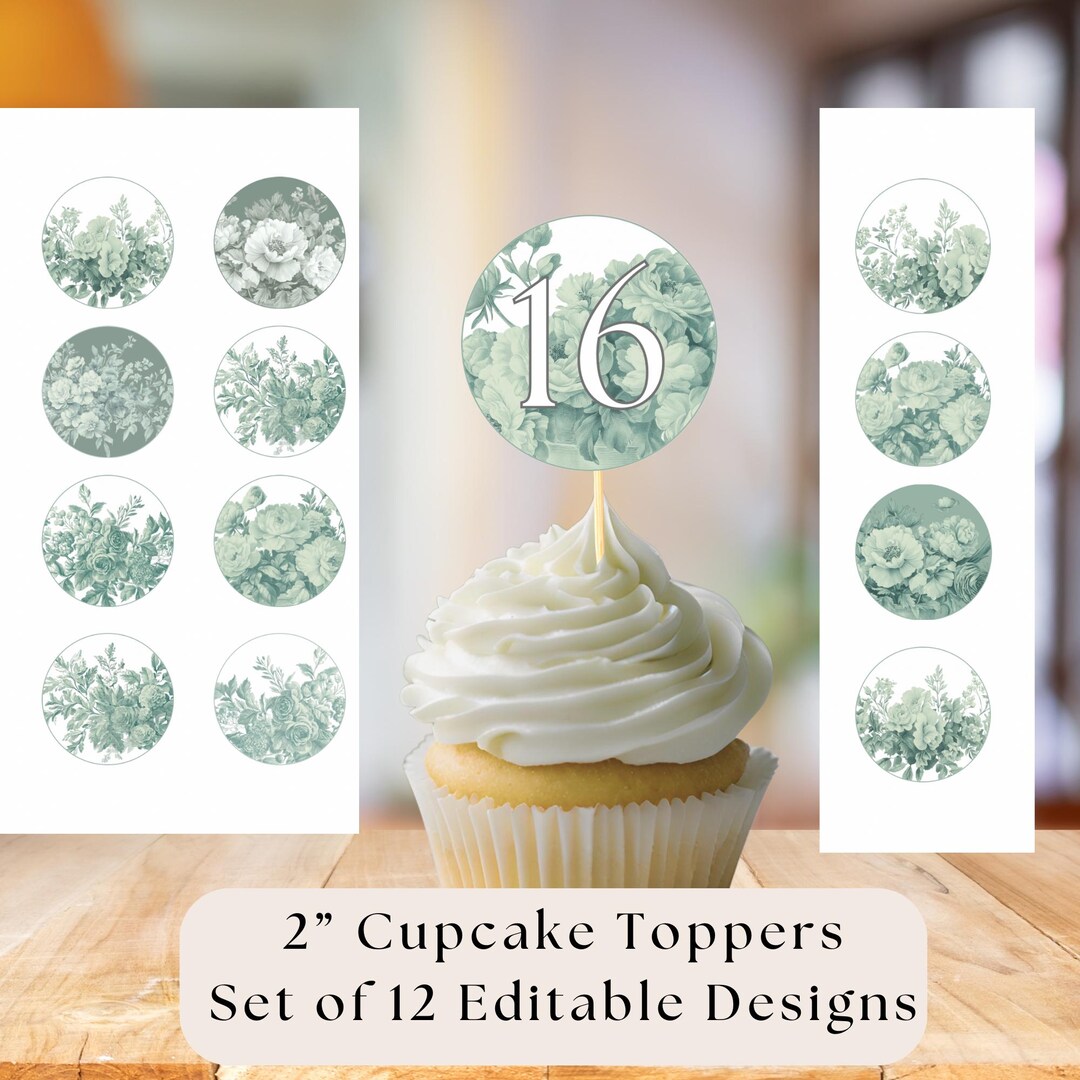 Printable Cupcake Toppers, Printable Birthday Party Cupcake Toppers ...