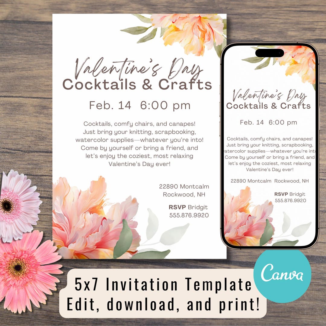 Printable Valentines Day Invitation Template - Galentines Day Party ...