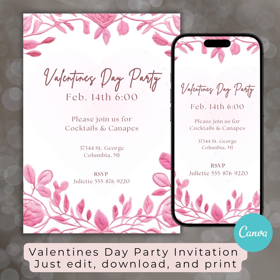 Printable Valentines Day Invitation Template Editable Galentines Day ...