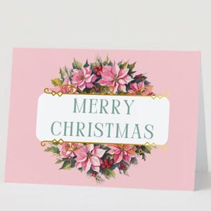 Pink Printable Christmas Card Template Canva Holiday Card Custom ...