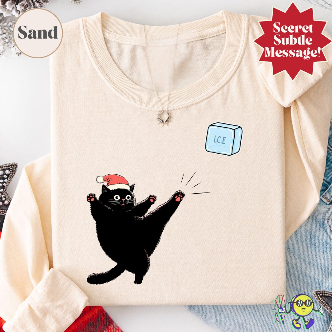 Black Cat Christmas Abolish ICE Shirt: Anti ICE Liberal Social Justice ...