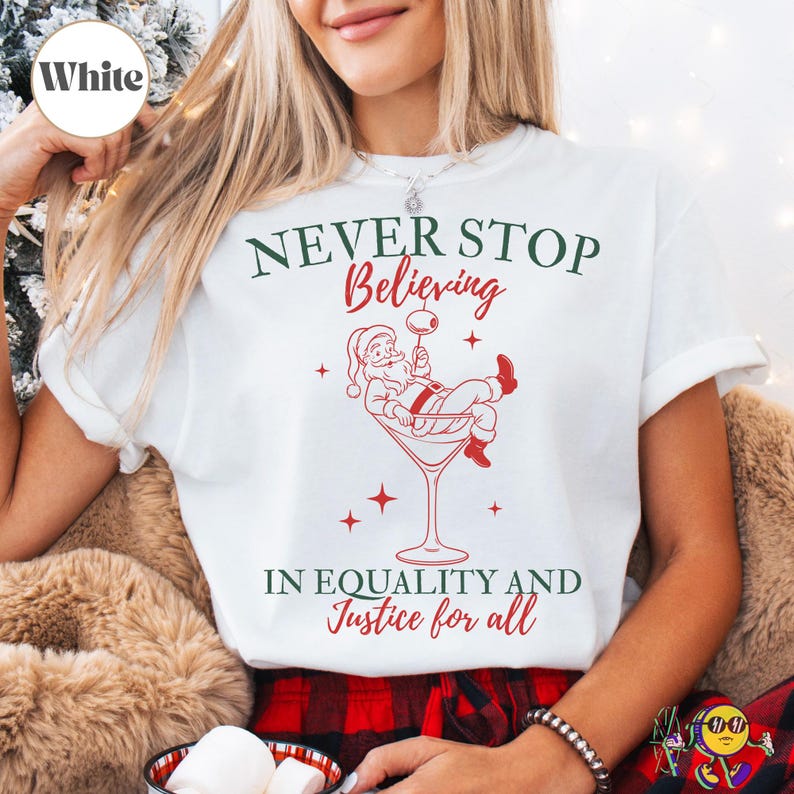 Santa Martini Liberal Christmas Shirt: Justice for All Holiday Vintage ...