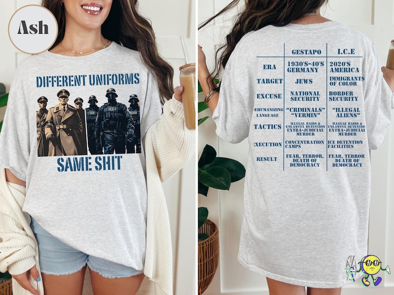 Different Uniform Same Shit Anti ICE Shirt: Anti Trump American Gestapo ...