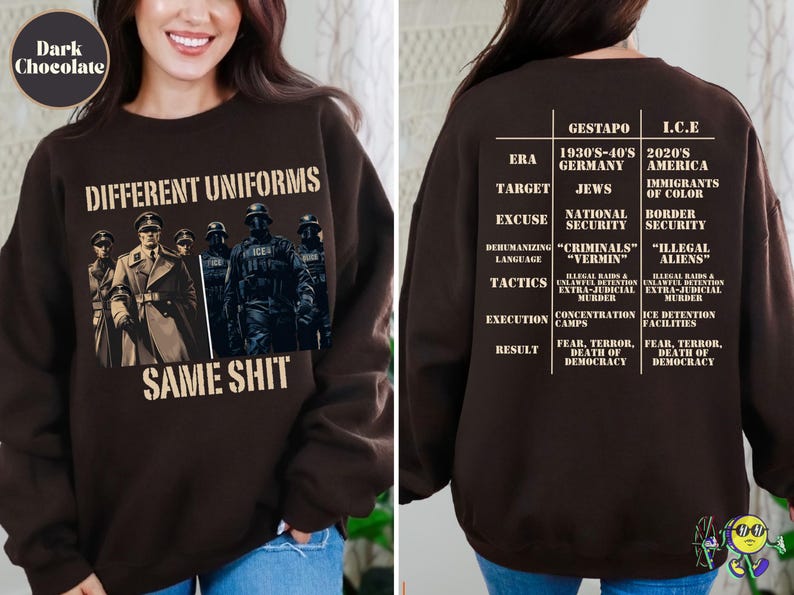 Different Uniform Same Shit Anti ICE Shirt: Anti Trump American Gestapo ...