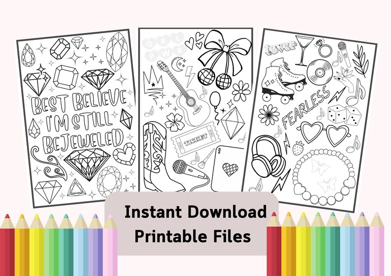 Taylor Swift Themed Coloring Pages, Swiftie Coloring Sheets, Kid’s ...
