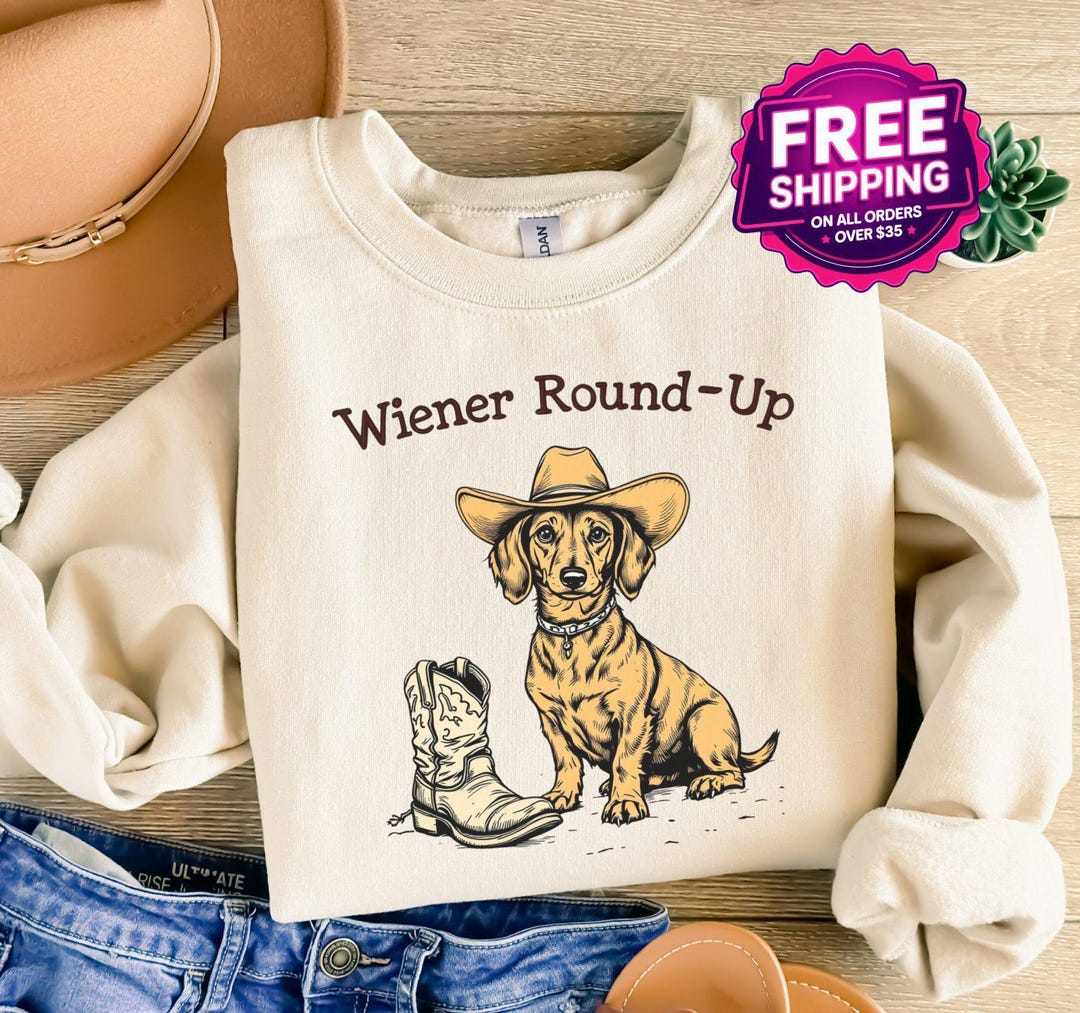 Wiener Dog T-shirt, Dachshund Cowboy Design, Cute Dog Lover Shirt ...