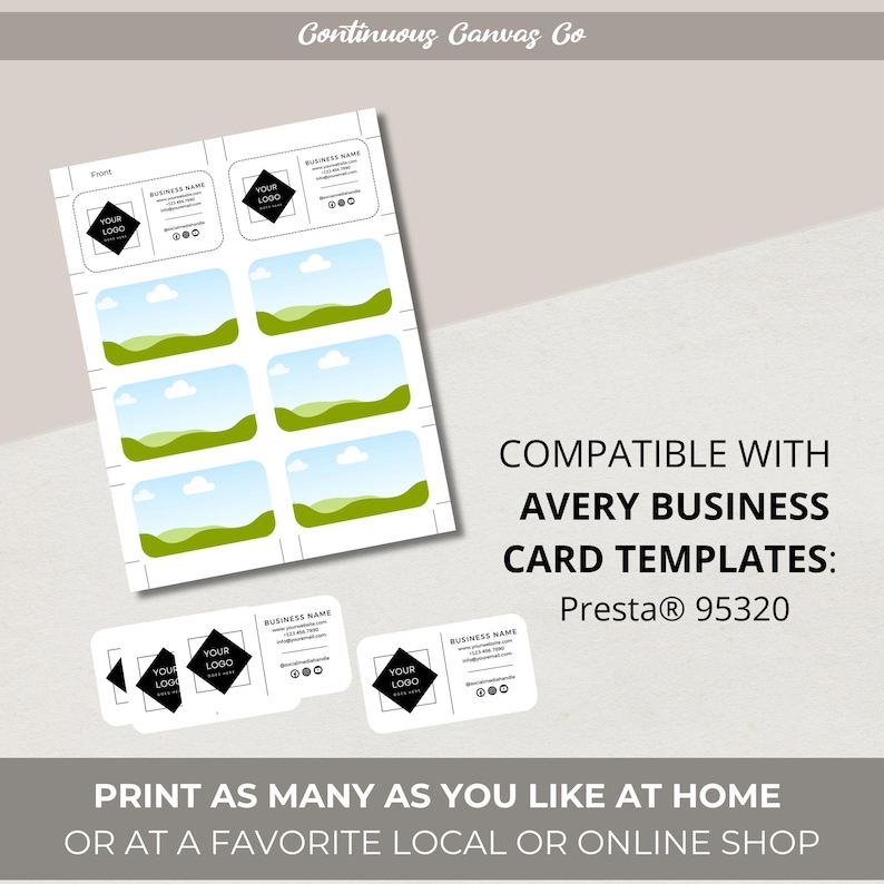 Editable Business Card Printing Template | DIY Canva Printable | 3.5x2 ...