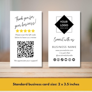 Editable Review Request Card Template With QR Code | Minimalist ...