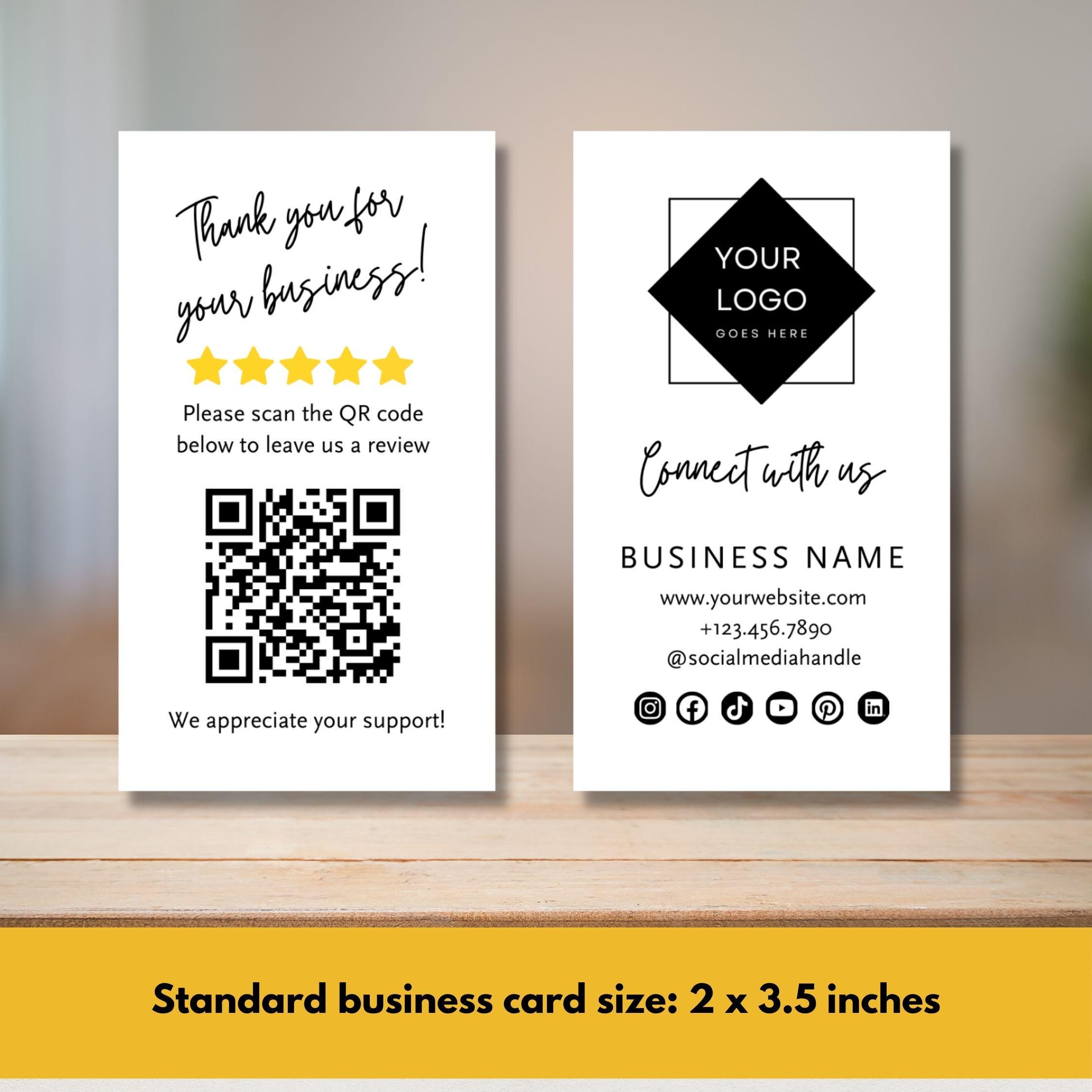 Editable Review Request Card Template With QR Code | Minimalist ...