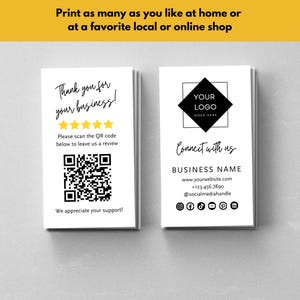 Editable Review Request Card Template With QR Code | Minimalist ...