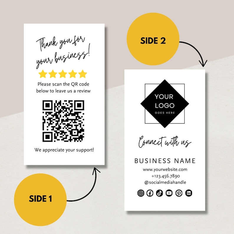 Editable Review Request Card Template With QR Code | Minimalist ...