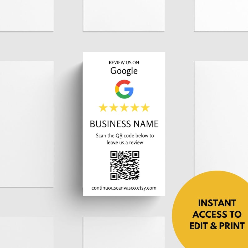 Editable Google Review Card Template Printable Customer Feedback ...