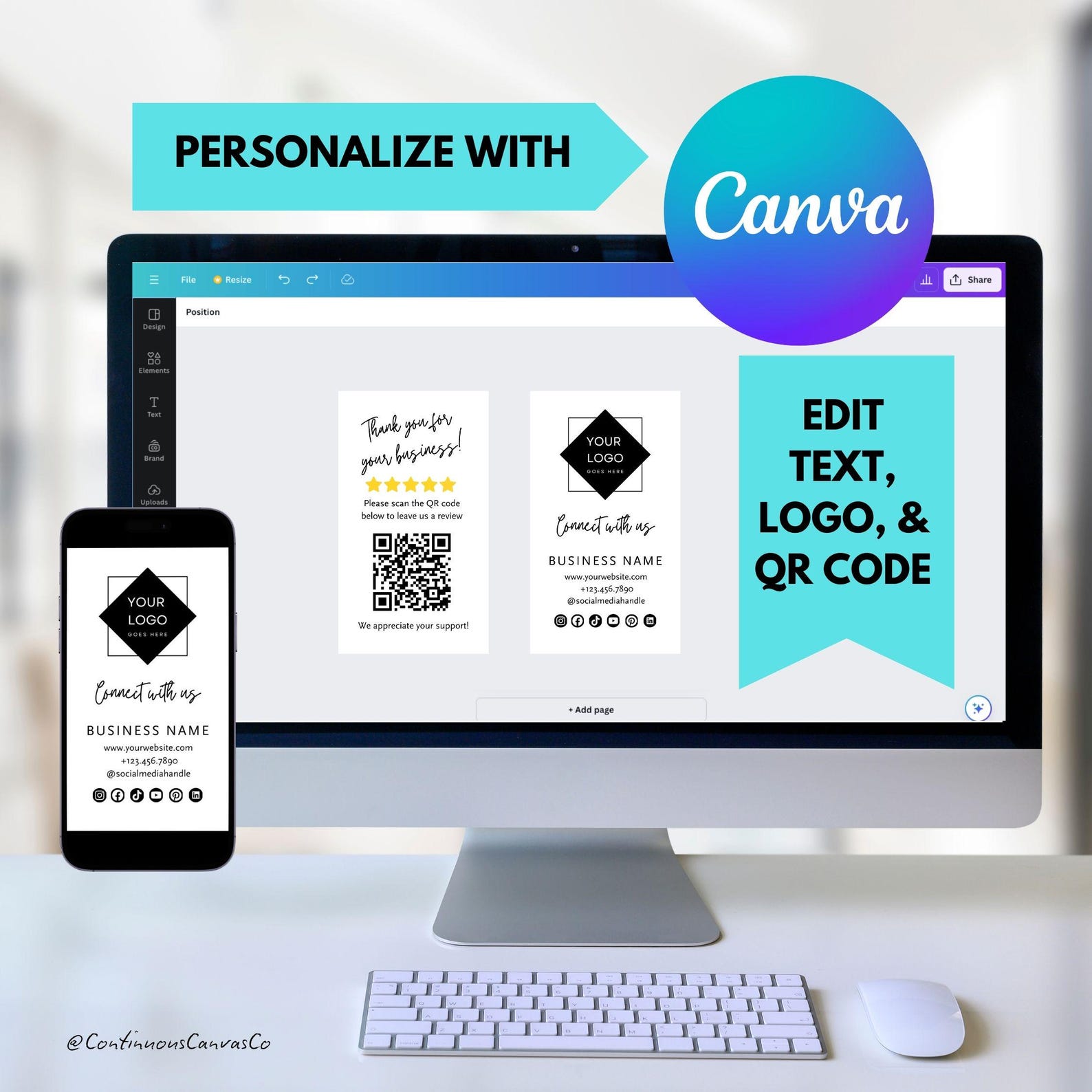 Editable Review Request Card Template With QR Code | Minimalist ...