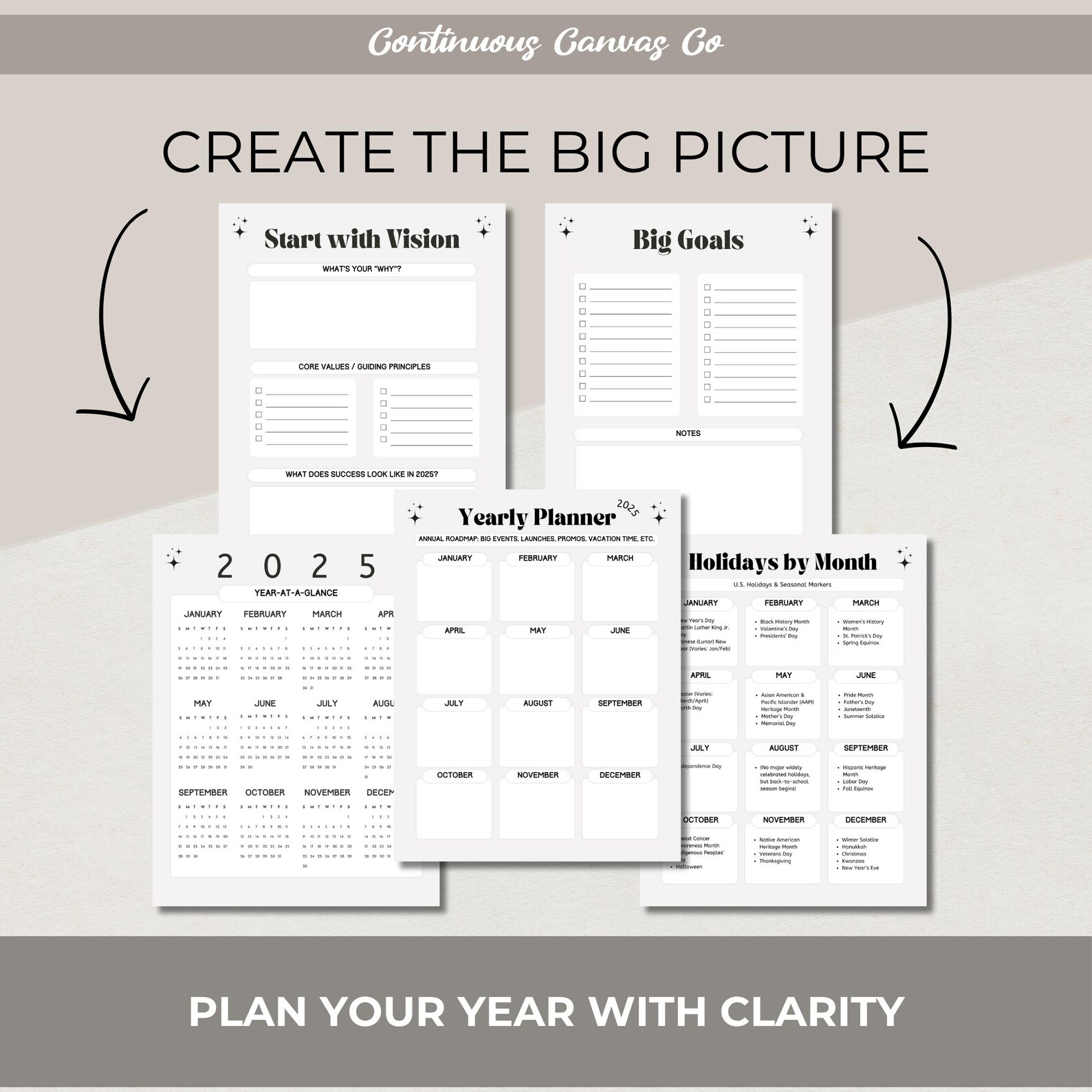2025 Goal Setting Planner Printable | Canva Editable Business Planner ...