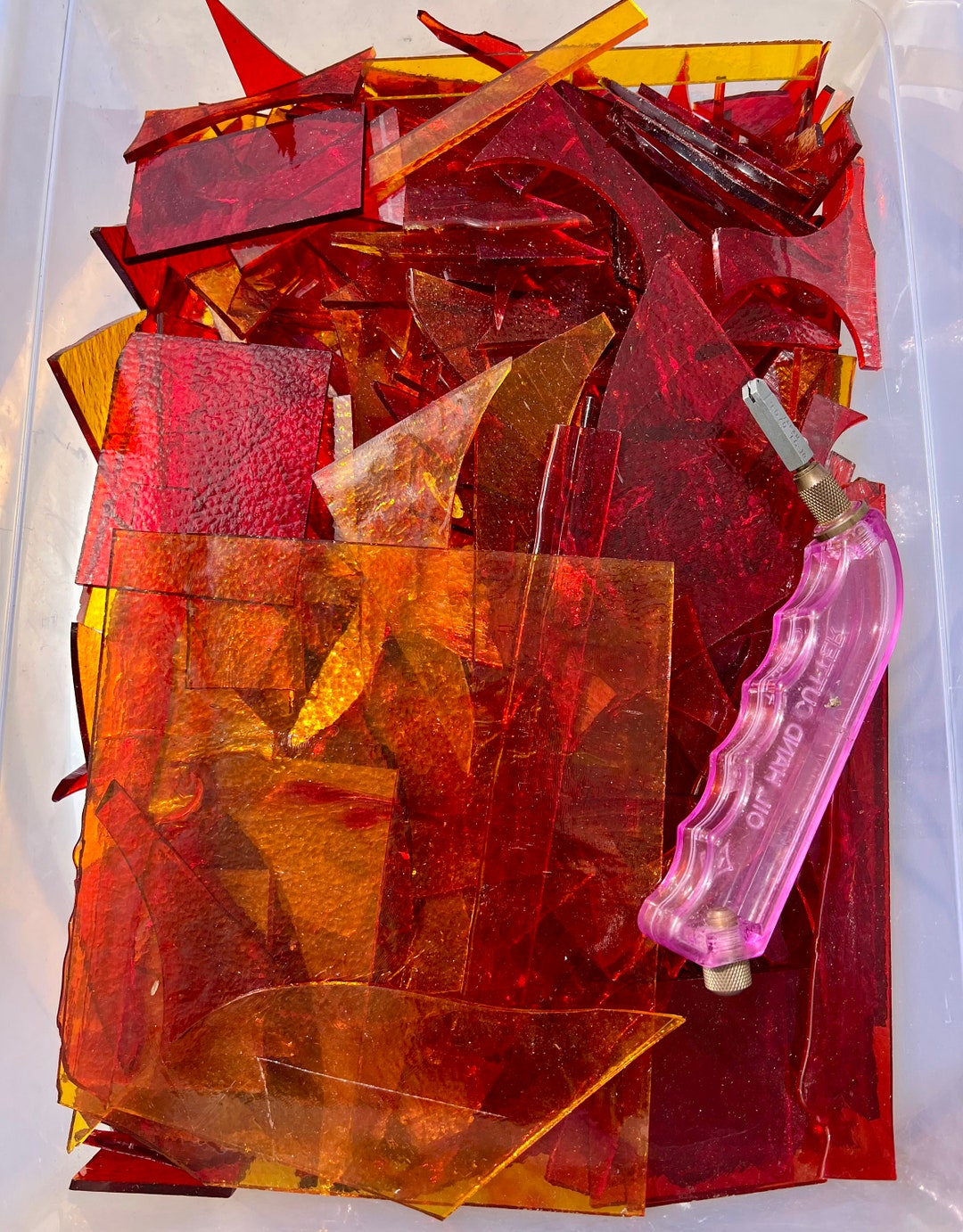Red Transparent Scrap Glass Bullseye Fusible or Stained Glass - Etsy