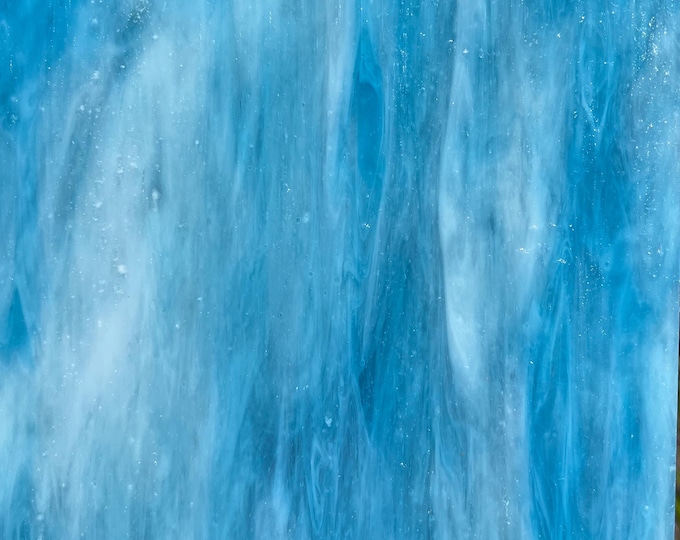 Light Blue and White Wispy Stained Glass Art Glass - Etsy