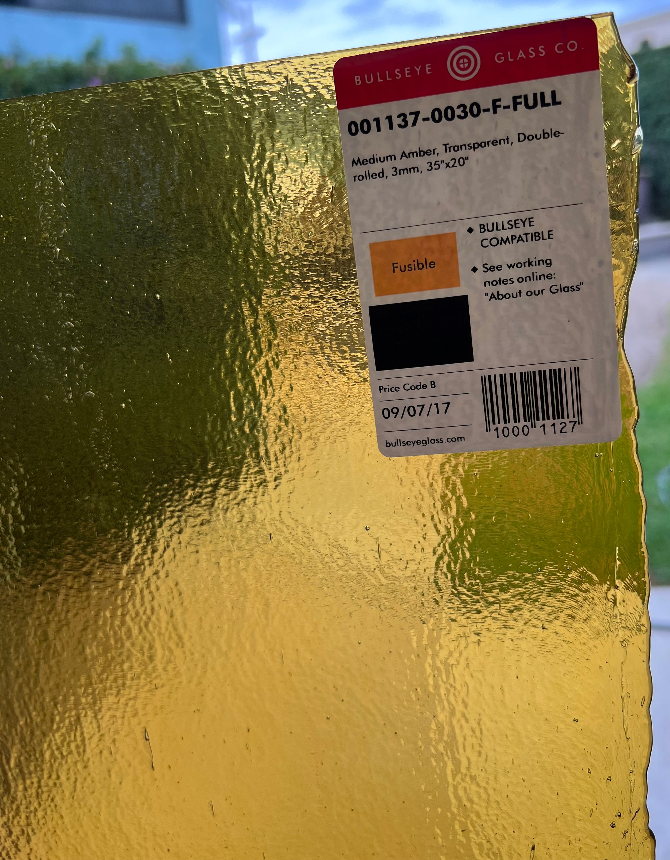 Medium Amber Transparent Glass Bullseye 90 COE Fusible or Stained Glass ...