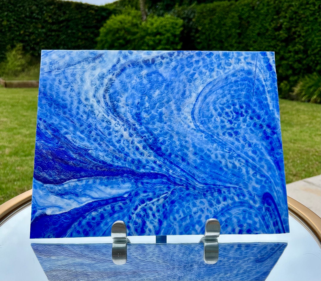 Mottled Cobalt Blue and White Streaky Sheet Glass Stained - Etsy