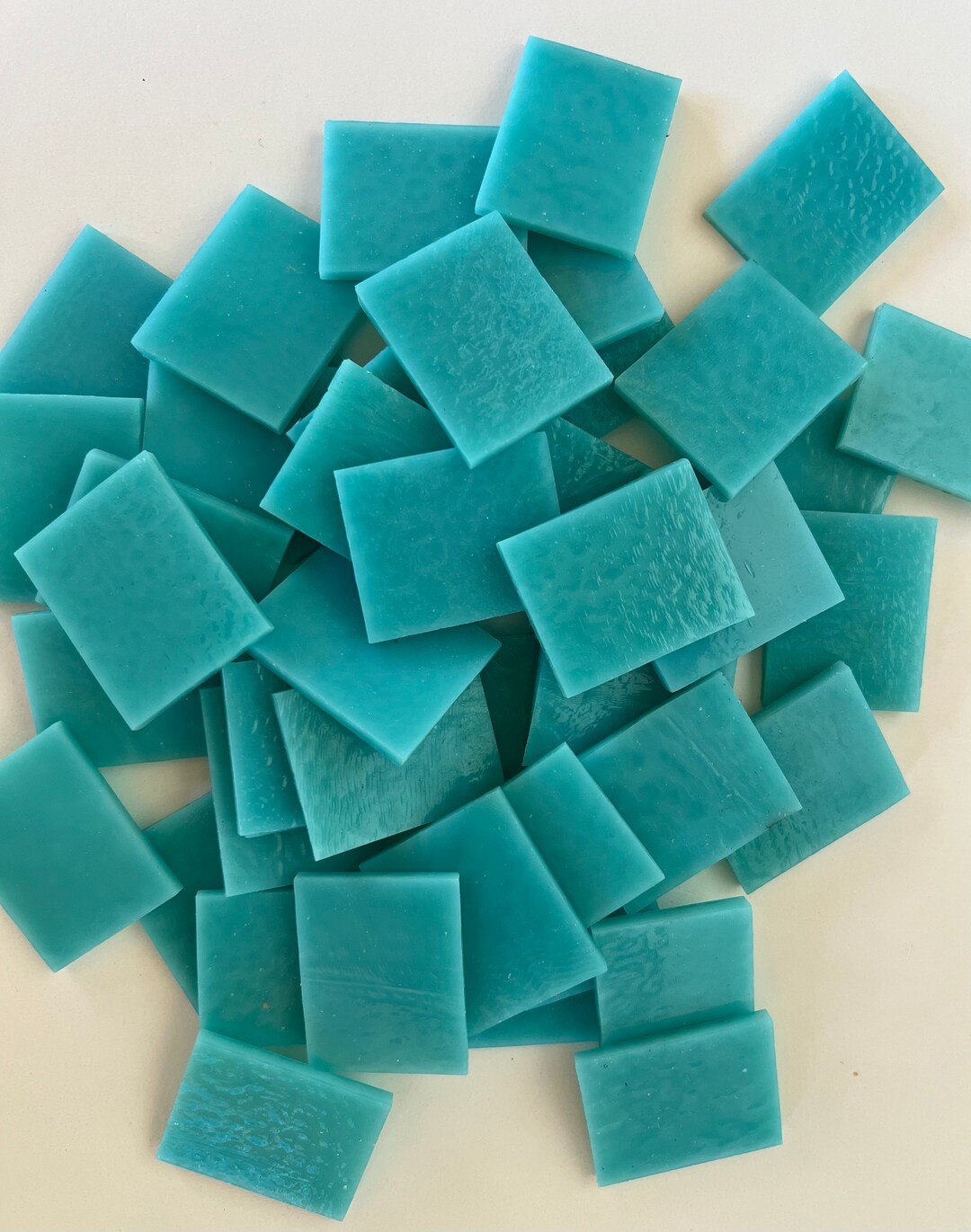 Turquoise Blue 1.25 by 1 Squares Blue Glass Bullseye Opaque Fusible or ...