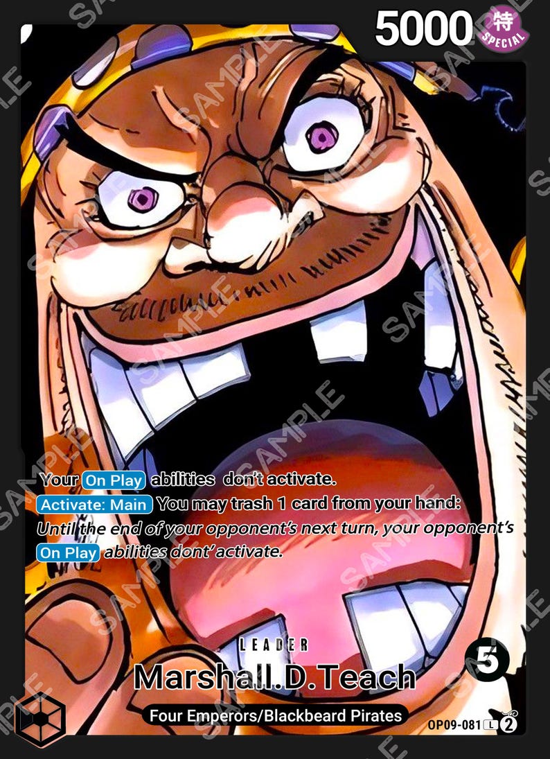 One Piece TCG Custom Leader!! Blackbeard (various Models) - Etsy