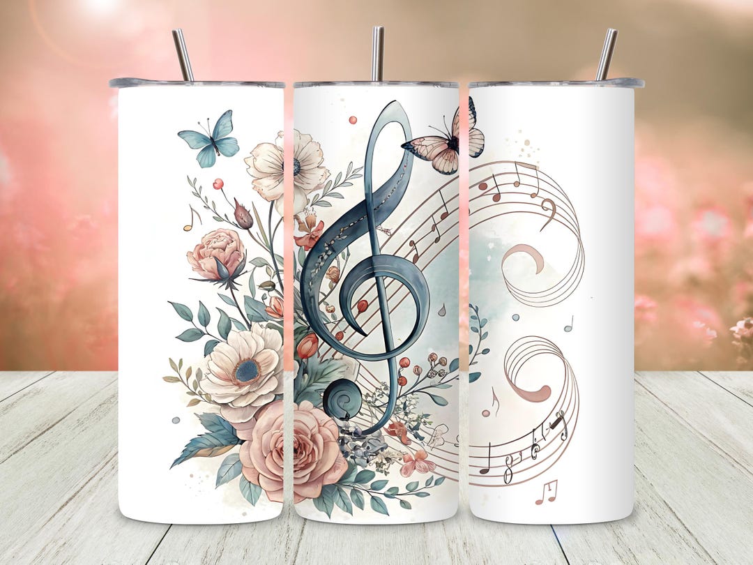 Musical Notes Tumbler Wrap PNG, Music Tumbler Design, Choir 20 Oz ...