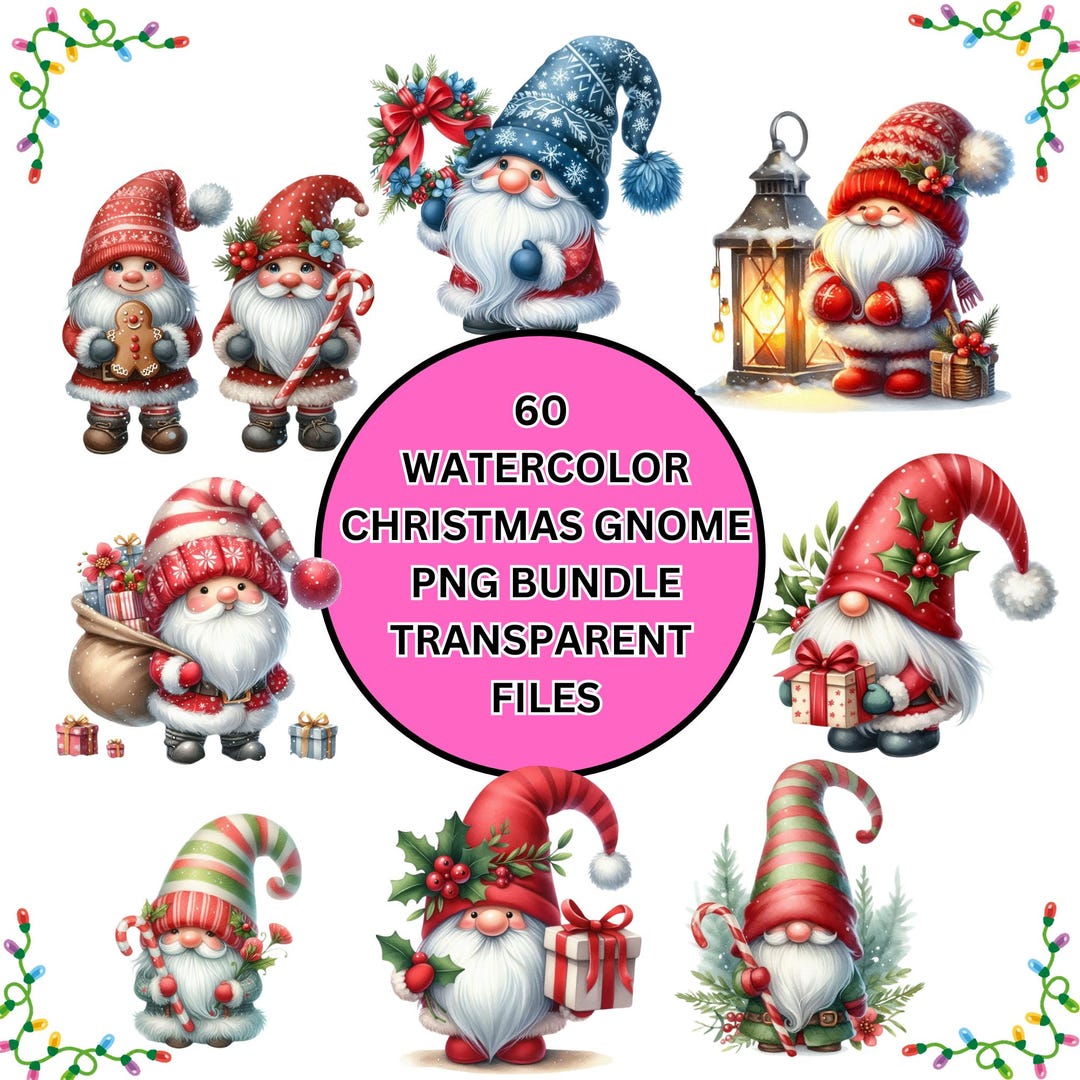 Christmas Gnomes PNG Bundle, Gnomes Clipart, Holiday Illustration, Cute ...