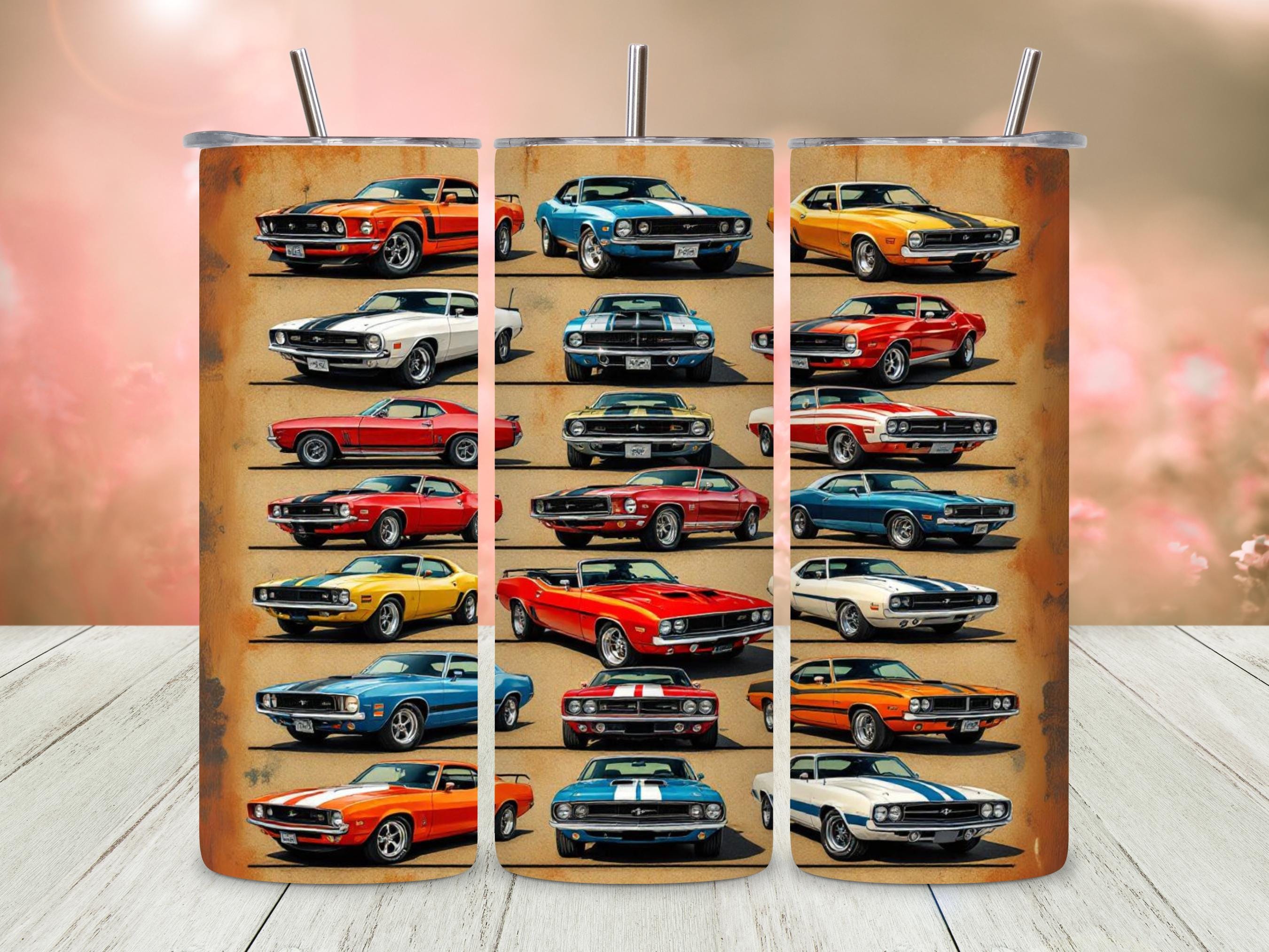 Muscle Car Tumbler Wrap, Vintage Car Sublimation, Straight and Tapered ...