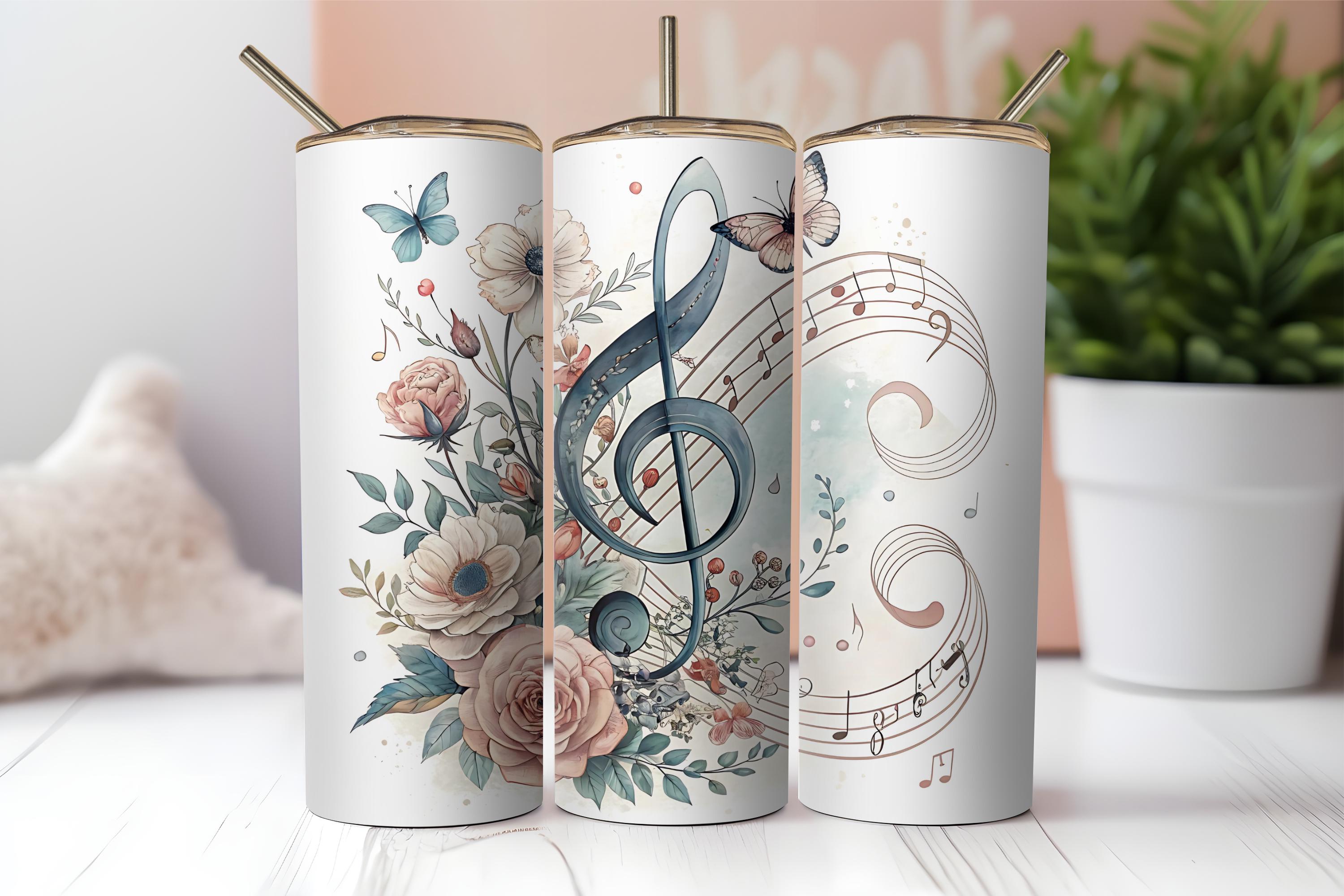 Musical Notes Tumbler Wrap PNG, Music Tumbler Design, Choir 20 Oz ...