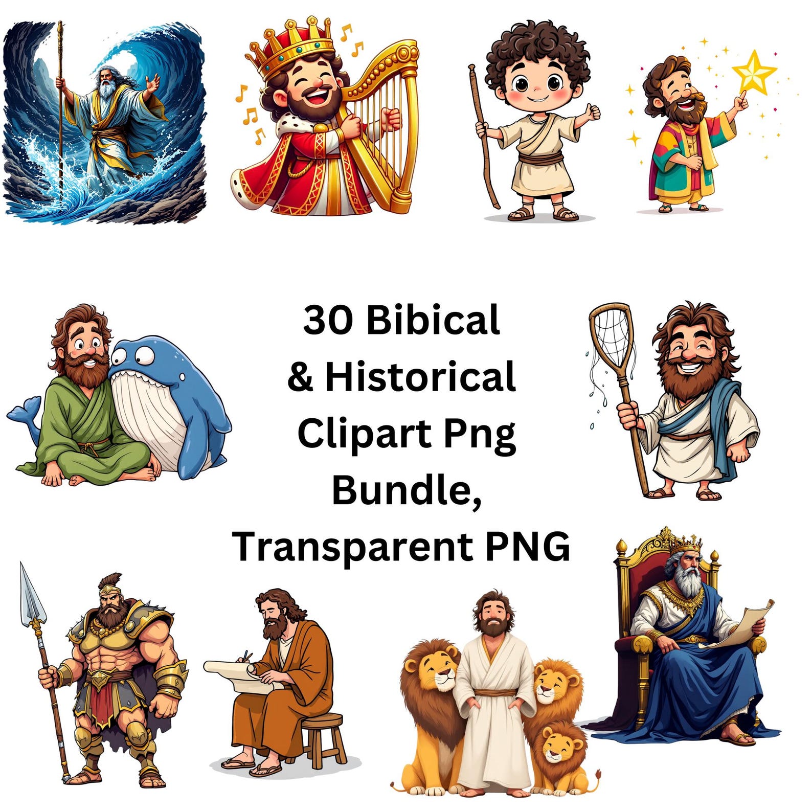 Biblical Characters Clipart, Historical Bible People PNG, Watercolor ...