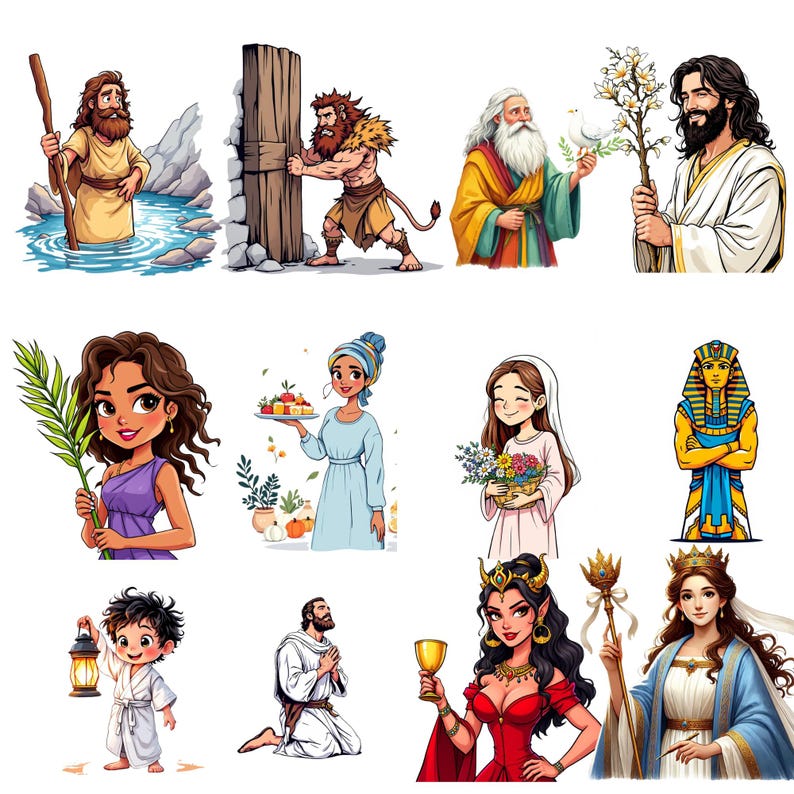 Biblical Characters Clipart, Historical Bible People PNG, Watercolor ...