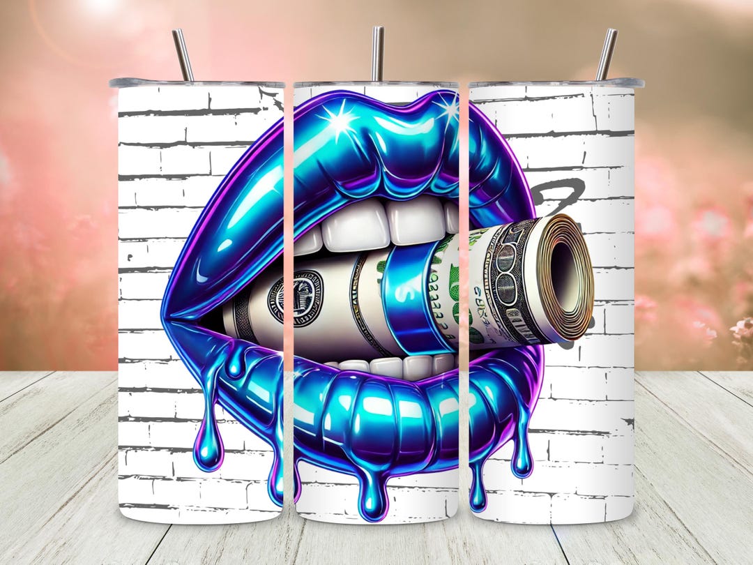 Glossy Blue Lips Clipart PNG, Dripping Money Lips Design, 100 Dollar ...