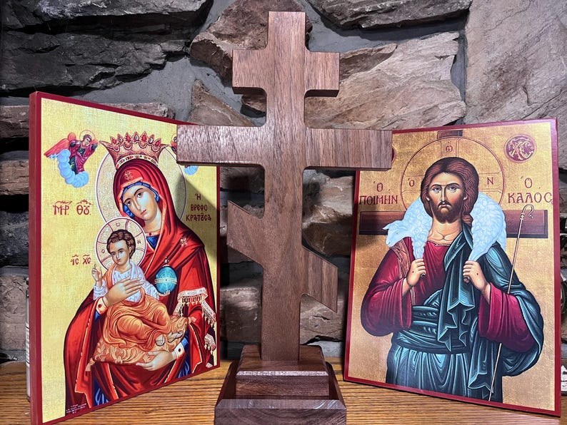 Handmade Wooden Orthodox Three-bar Cross | Maple, Walnut, Cherry, Oak ...